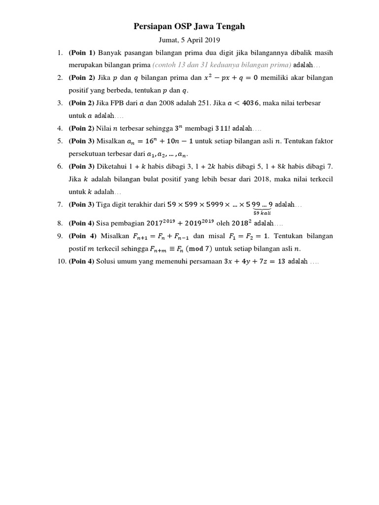 Soal Teori Bilangan | PDF