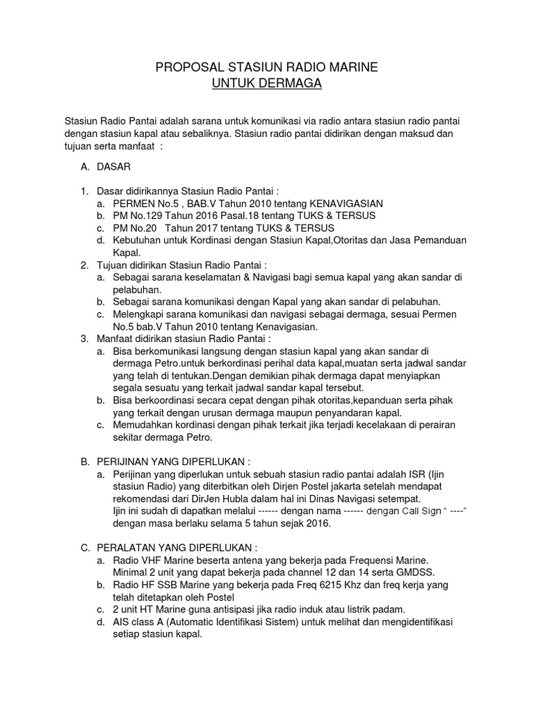Proposal Stasiun Radio Pantai | PDF