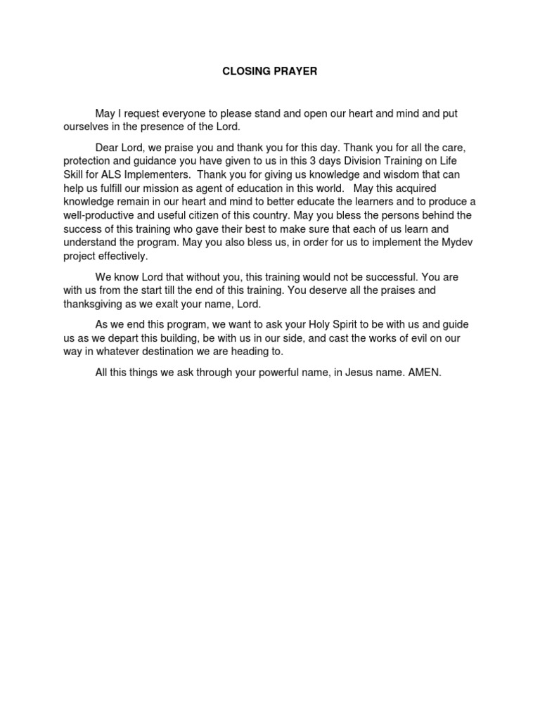 Closing Prayer | PDF