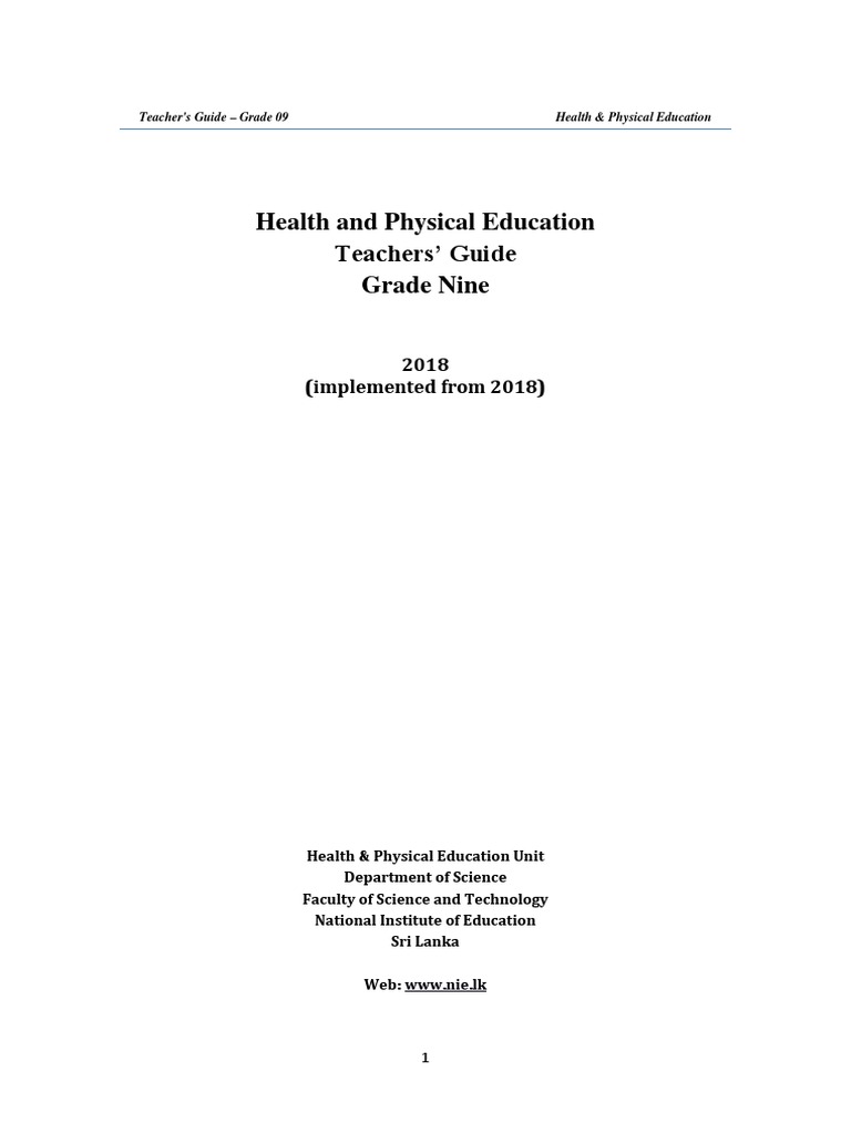 Grade 9 Health & Physical Education Guide | PDF | Physical Education ...