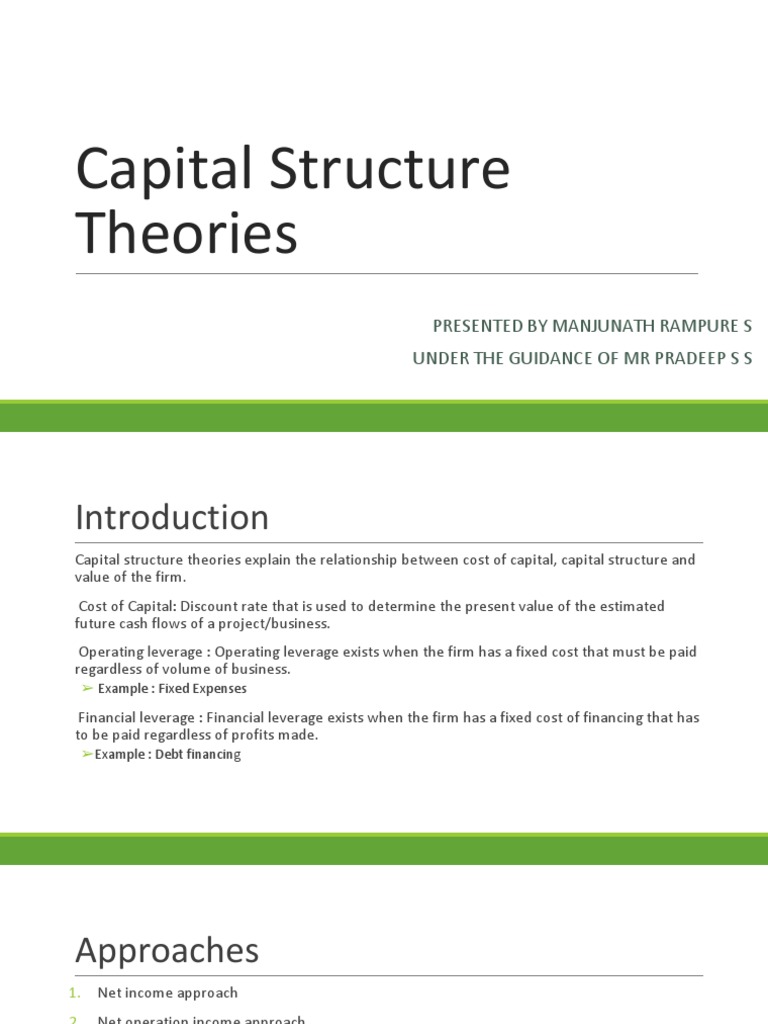 Capital Structure Theories Explained | PDF | Capital Structure | Cost ...