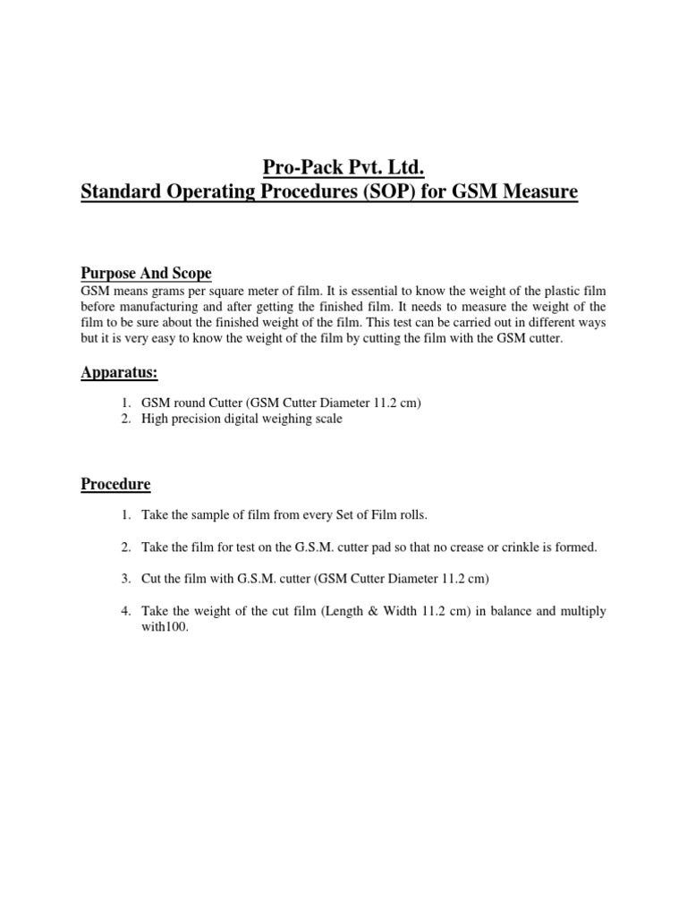 Sop GSM Measure | PDF