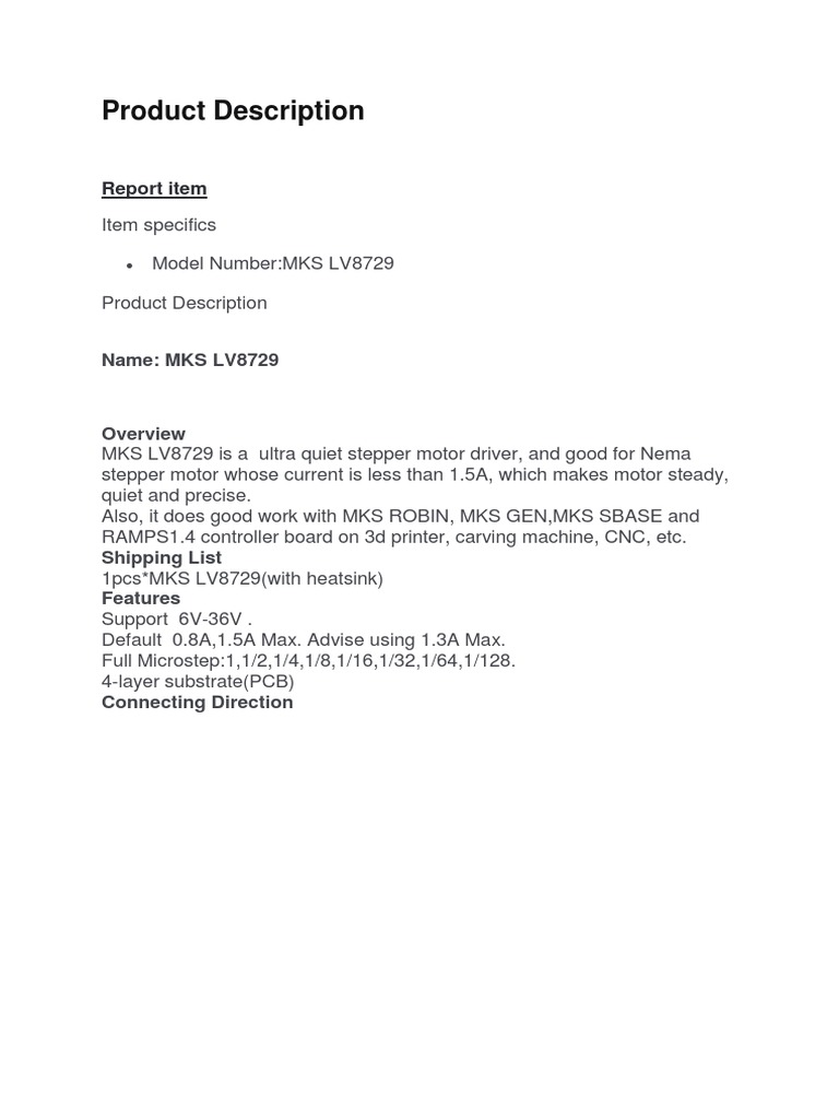 MKS LV8729 Stepper Motor Driver Guide | PDF
