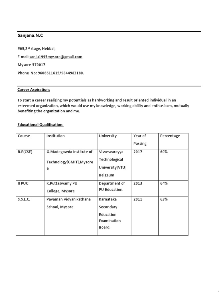 Sanjana Resume PDF | Download Free PDF | Wireless Sensor Network | Computer Network