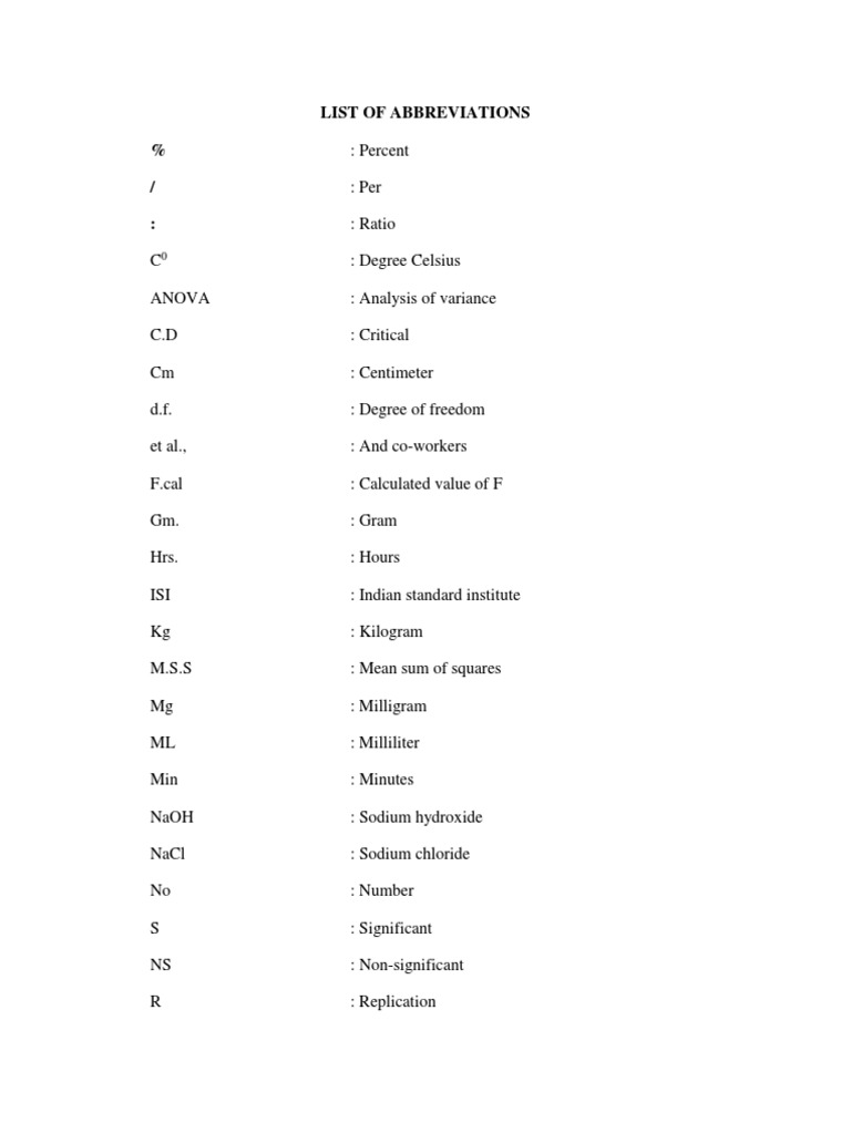 9 List of Abbreviations | PDF | Teaching Methods & Materials | Science ...
