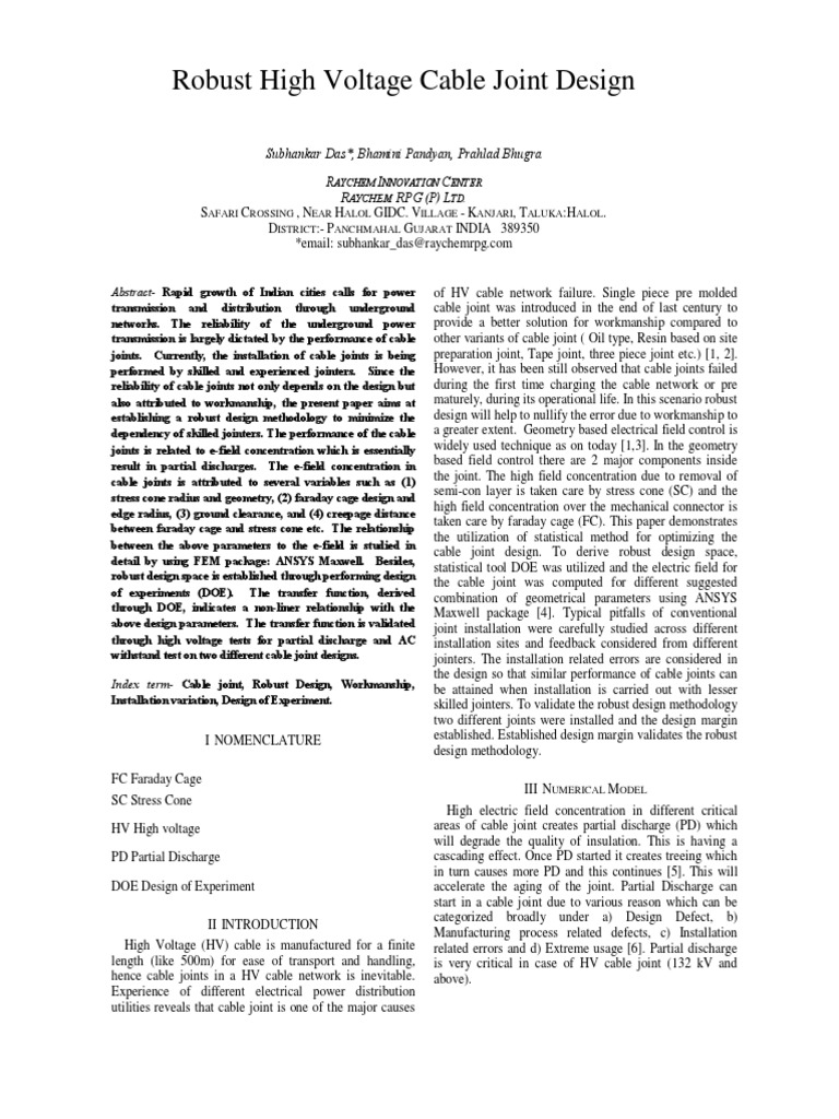 Robust High Voltage Cable Joint Design | PDF | Electromagnetism ...
