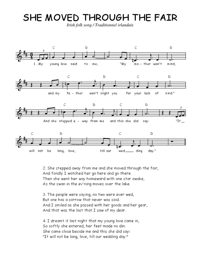 Traditionnel - She Moved Through The Fair | PDF | Irish Folk Music | Songs
