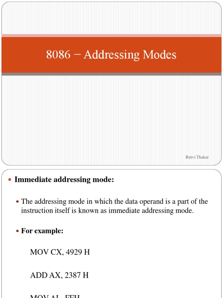 21 22 8086 − Addressing Modes And Instruction Set Central Processing Unit Computer Science 4223