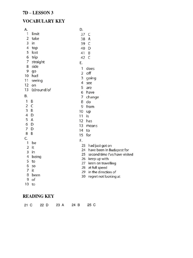 l2 - 7d - Key For Teacher | PDF