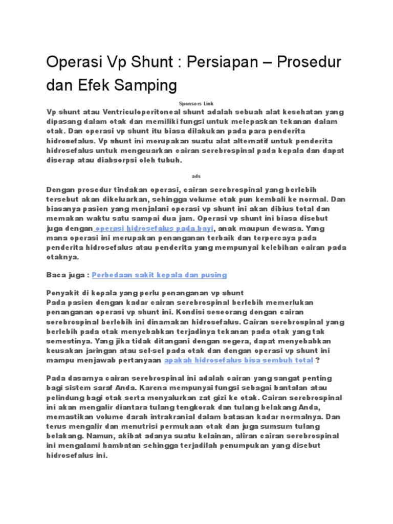 Operasi VP Shunt | PDF