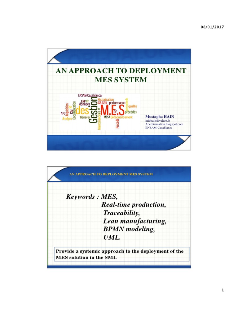 An Approach To Deployment Mes System | PDF | Enterprise Resource ...