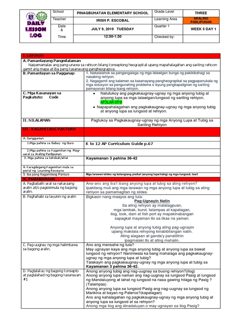 Ap DLL Week 5 1ST Quarter | PDF