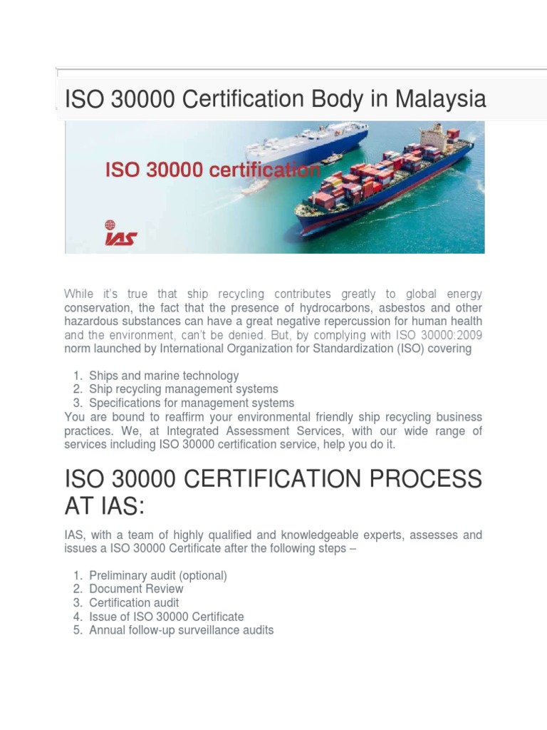 ISO 30000 Certification Body in Malaysia | PDF