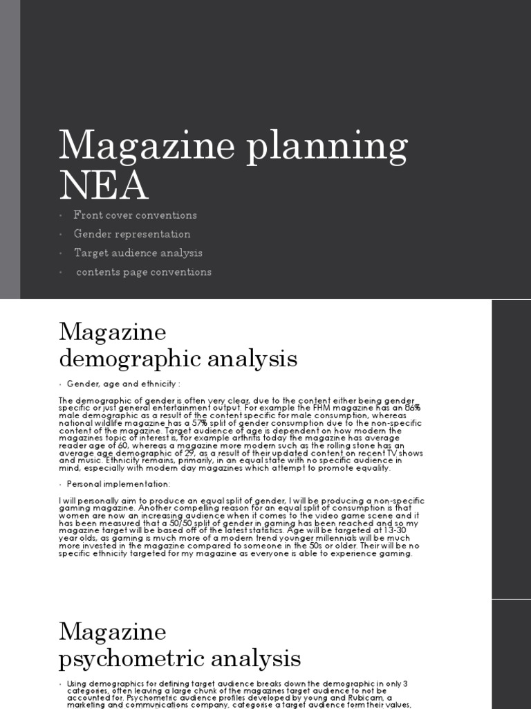 Magazine Planning NEA: Front Cover Conventions Gender Representation ...