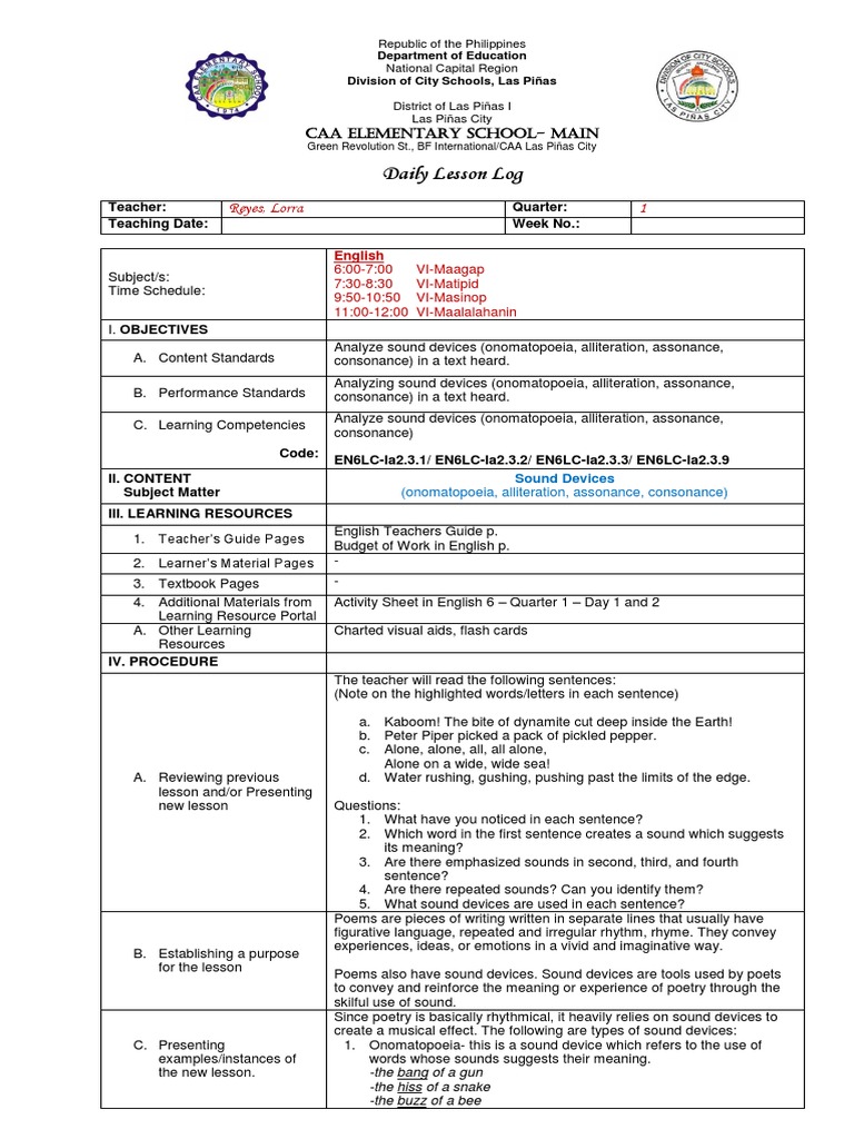 Day 1 and 2 Sound Devices | PDF | Poetry | Linguistics