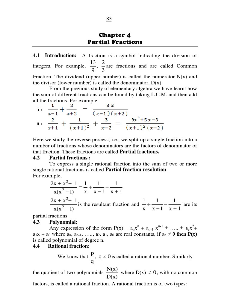 Algebra Partial Fractions | PDF | Fraction (Mathematics) | Abstract Algebra