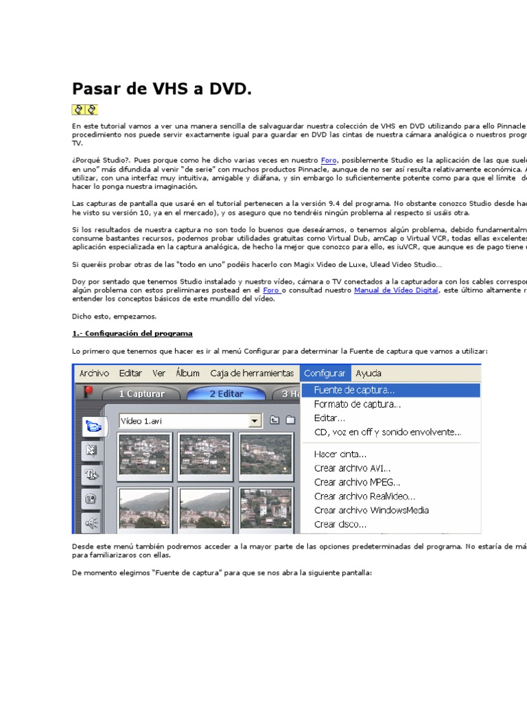 Pasar de VHS A DVD | PDF | Vídeo | Televisión