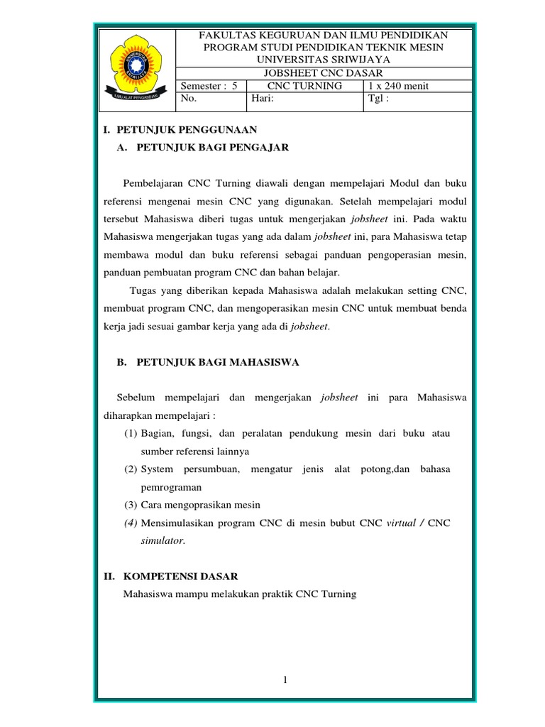 Jobsheet CNC | PDF
