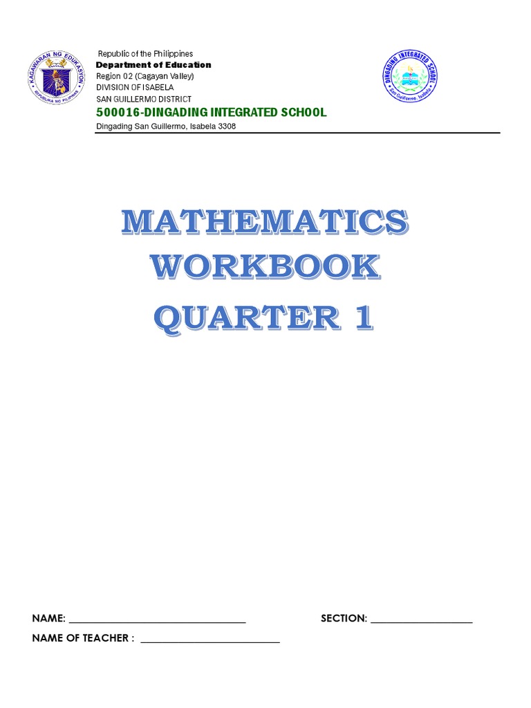 Mathematics Workbook | PDF | Division (Mathematics) | Mathematical Concepts