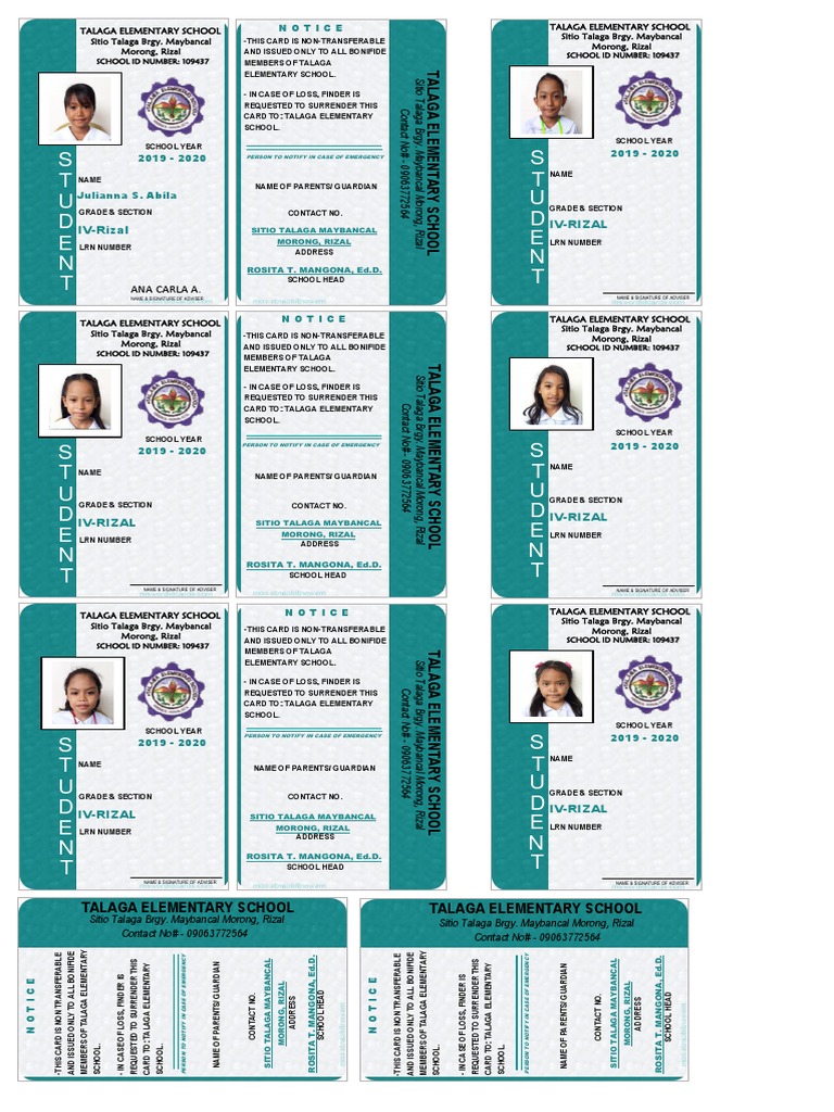 Talaga Elementary School ID Template | PDF