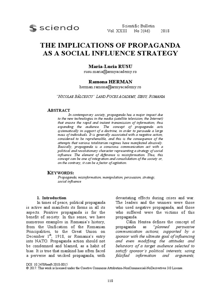 The Implications of Propaganda As A Social Influence Strategy | PDF ...
