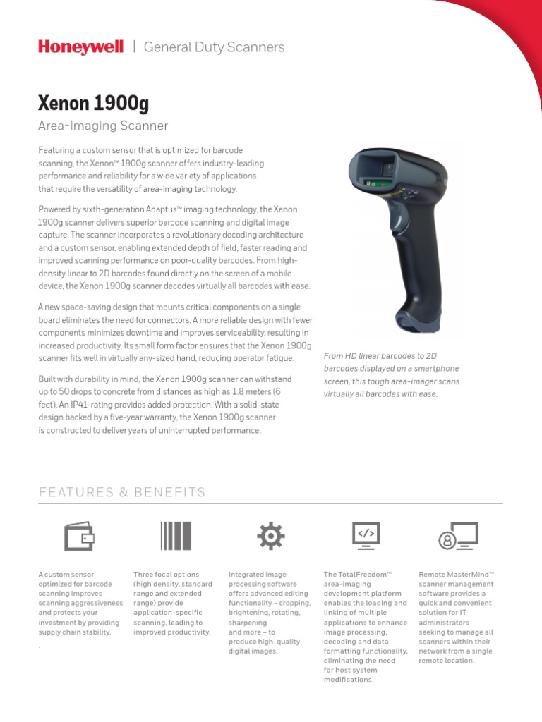 Xenon 1900g: General Duty Scanners | PDF | Image Scanner | Barcode
