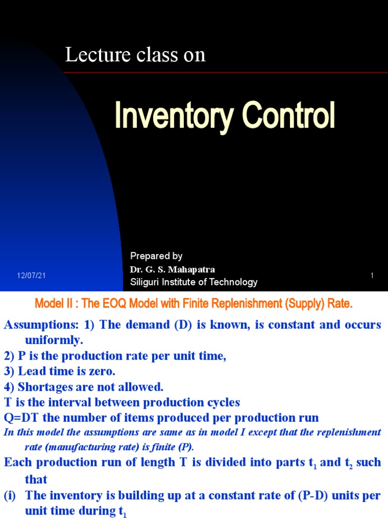 Inventory Control Model II | PDF | Inventory | Logistics
