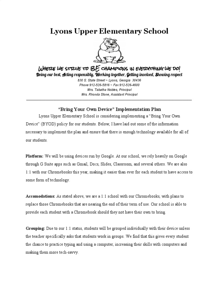 Jackson BYOD Implementation Plan | PDF