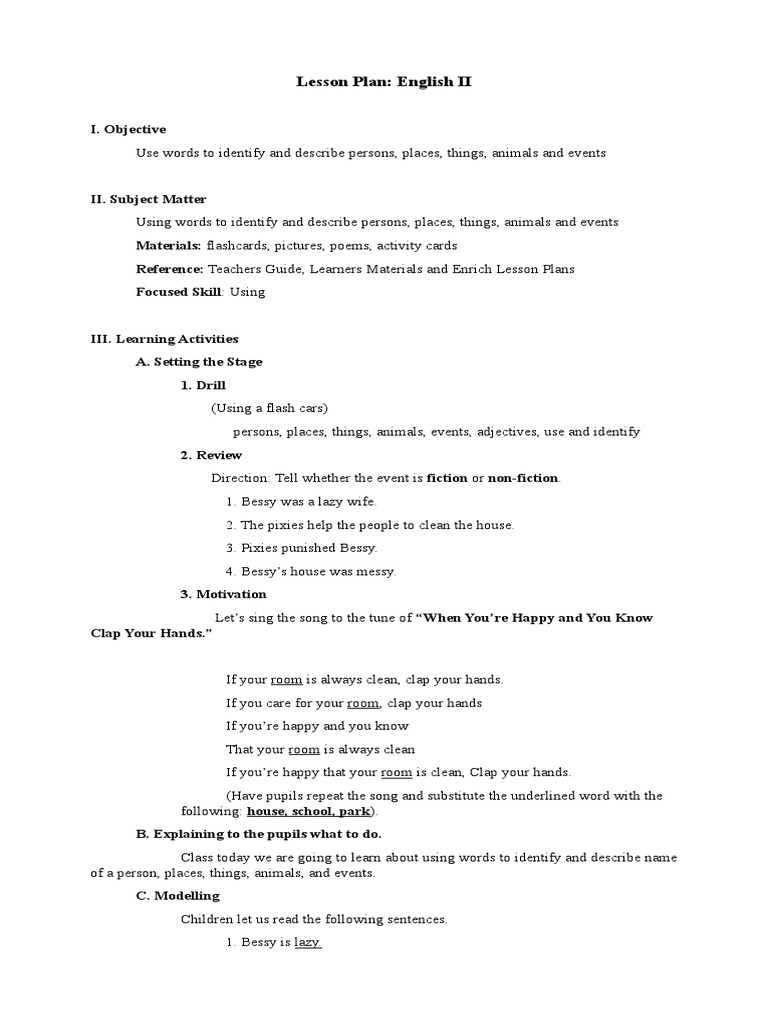 Lesson Plan Nober Final | PDF | Lesson Plan | Behavior Modification