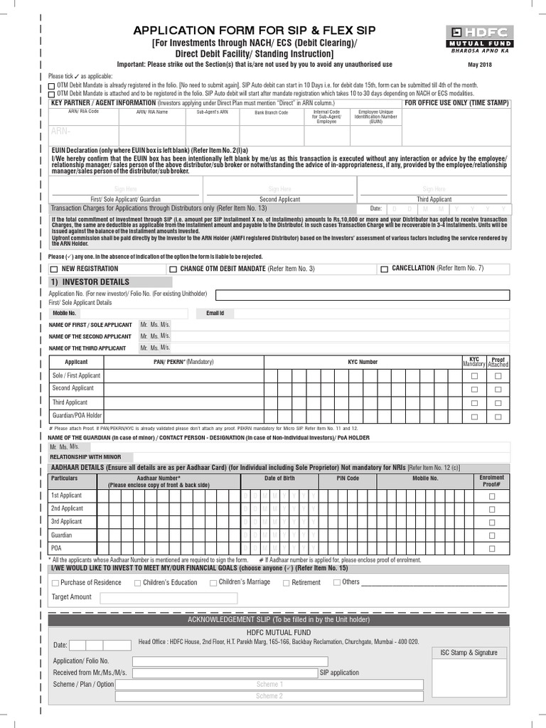 Application Form For Sip & Flex Sip | PDF | Cheque | Money