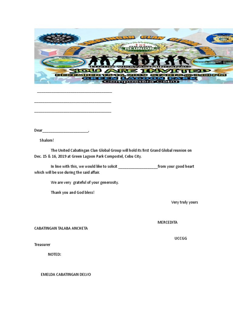 Solicitation Letter For Reunion | PDF