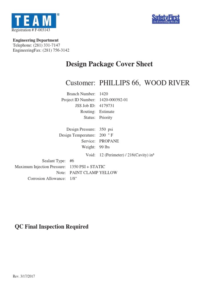 Design Package Cover Sheet: Customer: Phillips 66, Wood River | PDF ...