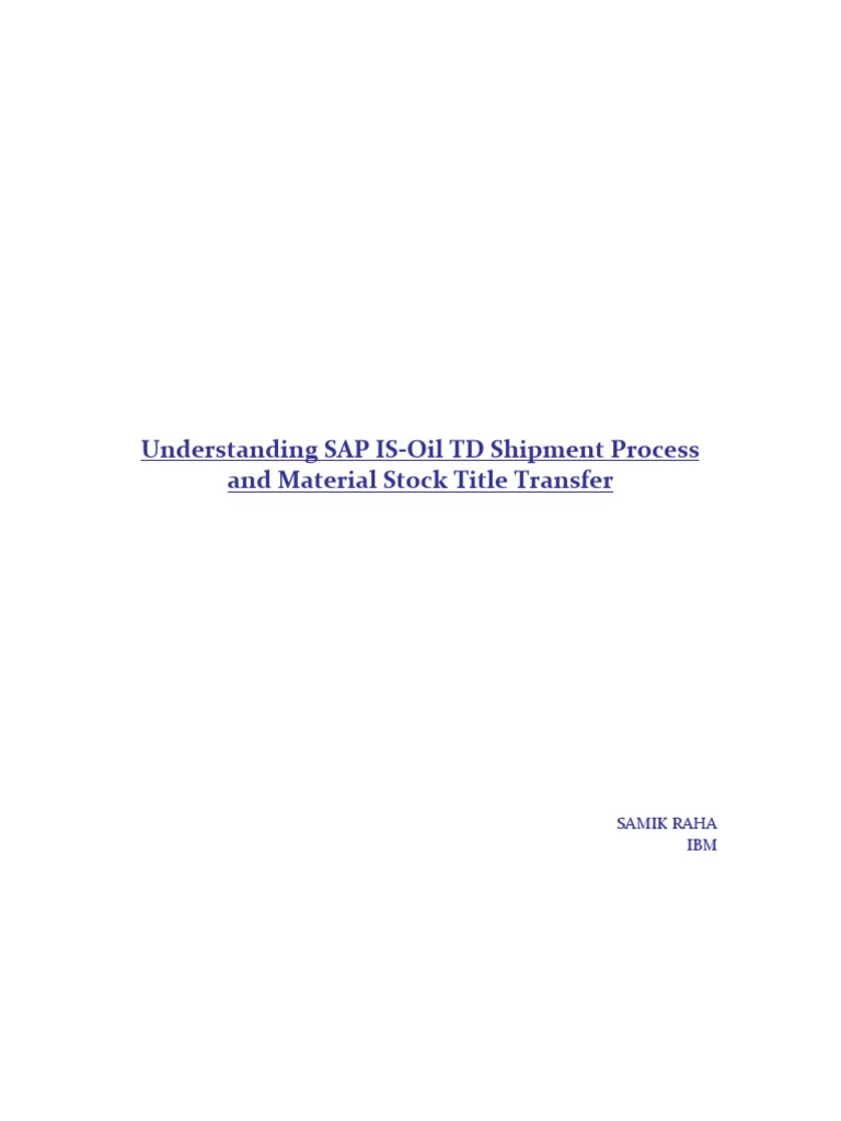 SAP IS-Oil TD Shipment Process Overview | PDF | Delivery (Commerce ...