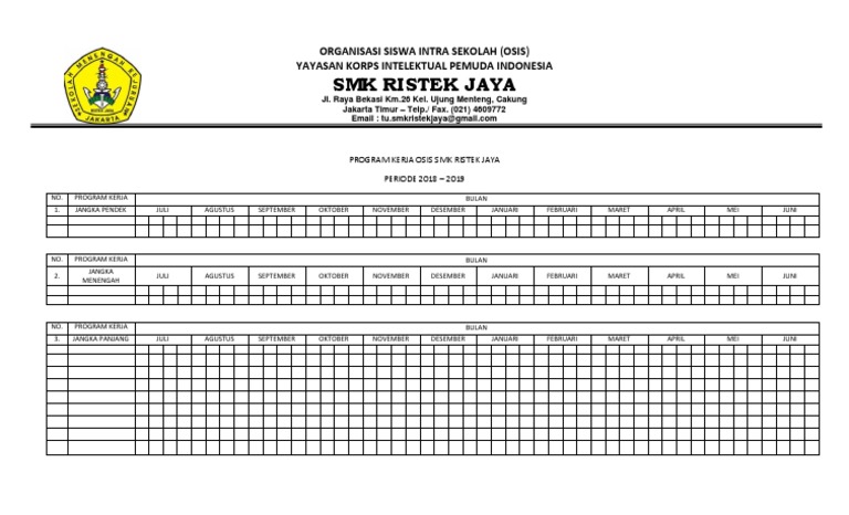 Program Kerja Osis SMK Ristek Jaya | PDF