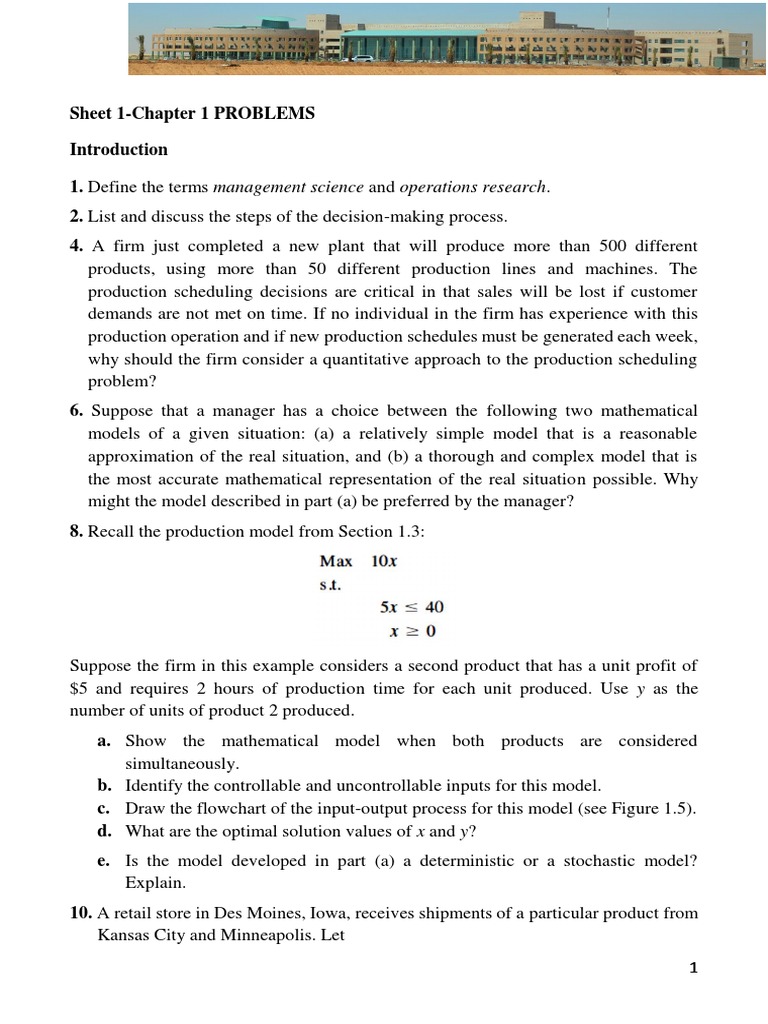 Management Science | PDF | Mathematical Model | Operations Research