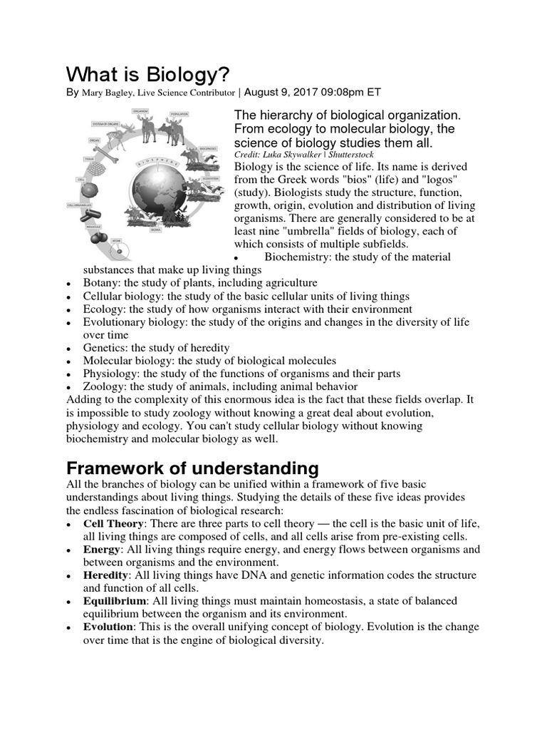 The Study of Biology | PDF | Experiment | Biology
