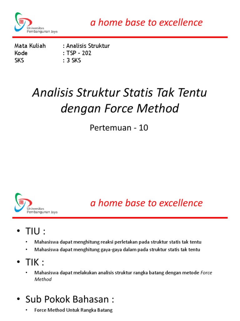 Analisis Struktur Statis Tak Tentu Dengan Force Method | PDF