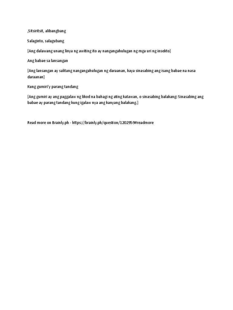 Sitsiritsit, Al | PDF