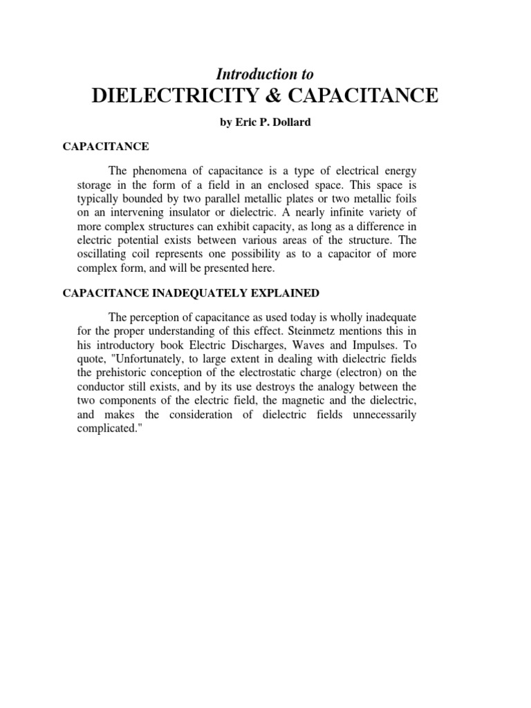 Dielectricity & Capacitance: Introduction To | PDF | Capacitor | Inductance