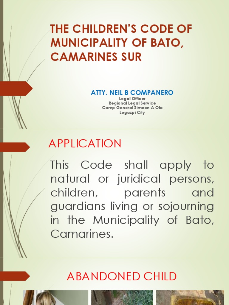 The Children's Code of Municipality of Bato | PDF | Parent | Relationships