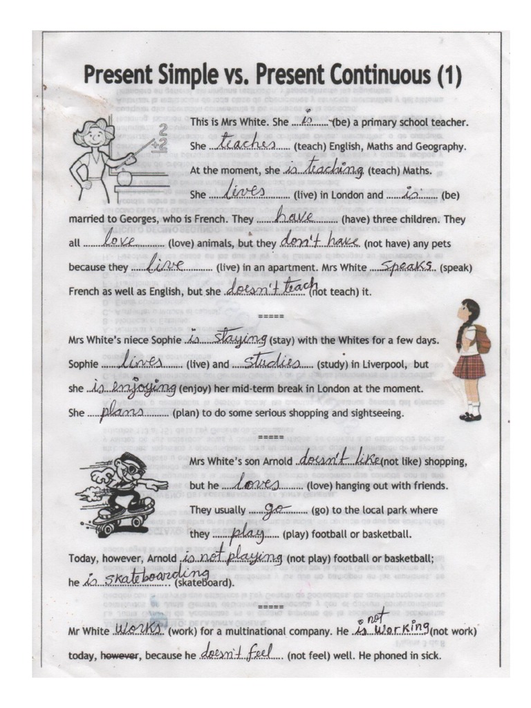 Present Simple Vs Present Continuous | PDF