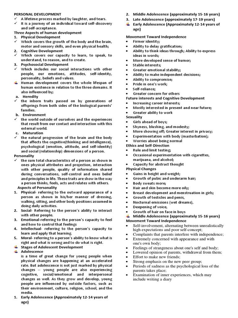 PERSONAL DEVELOPMENT THROUGH LIFE'S STAGES | PDF | Child Development | Relationships