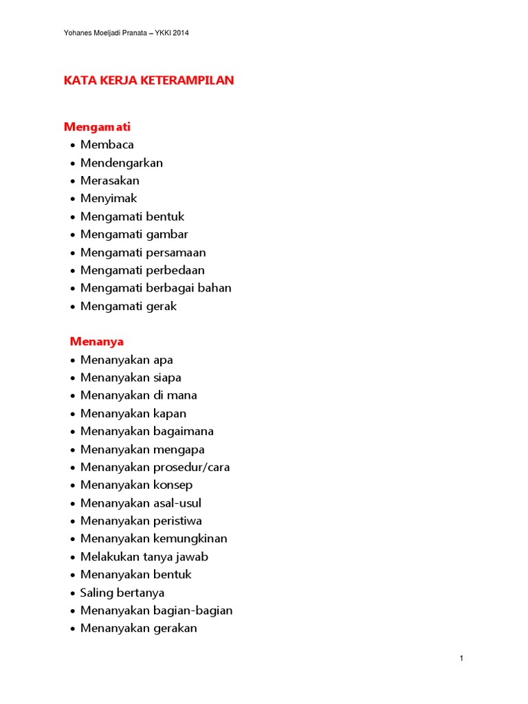 5 Kata Kerja Ki - 3 Dan Ki - 4 Ymp | PDF