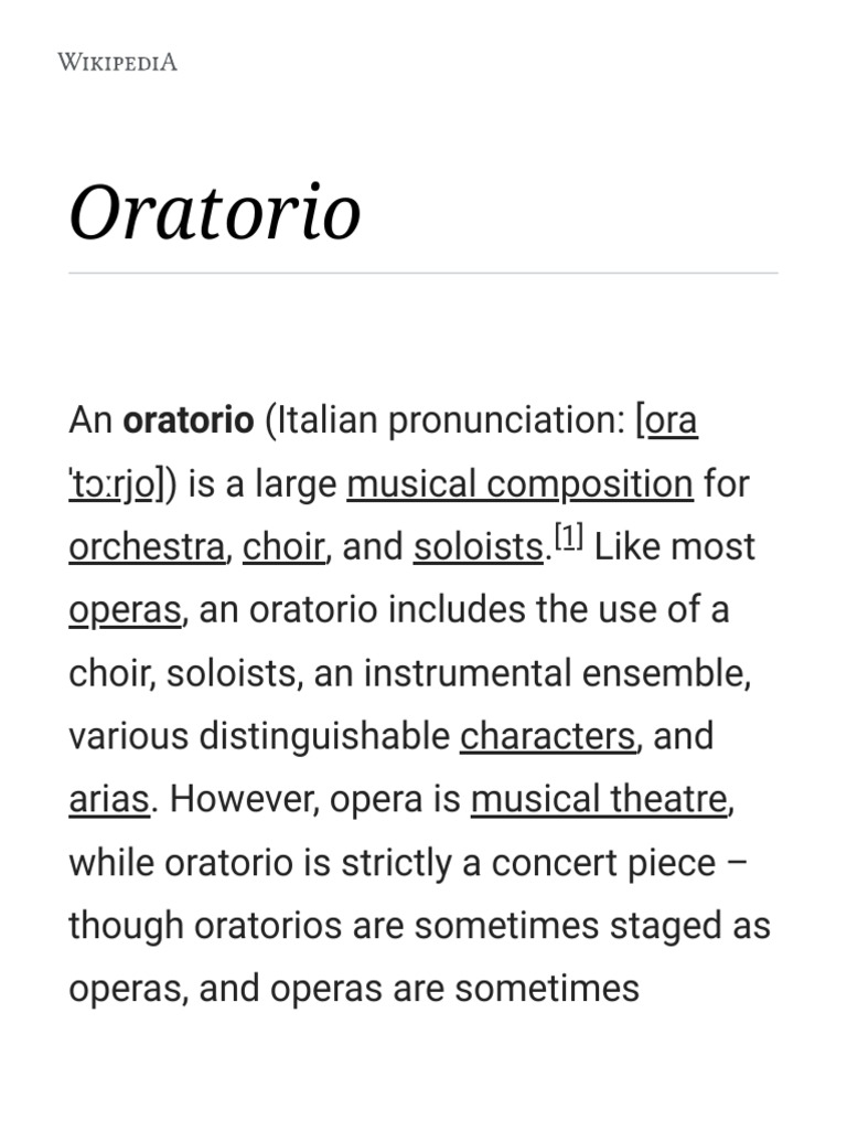 Oratorio - Wikipedia PDF | Download Free PDF | Vocal Music | Classical ...