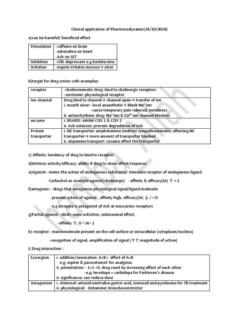 Clinical Pharmacodynamics Overview | PDF | Receptor Antagonist ...