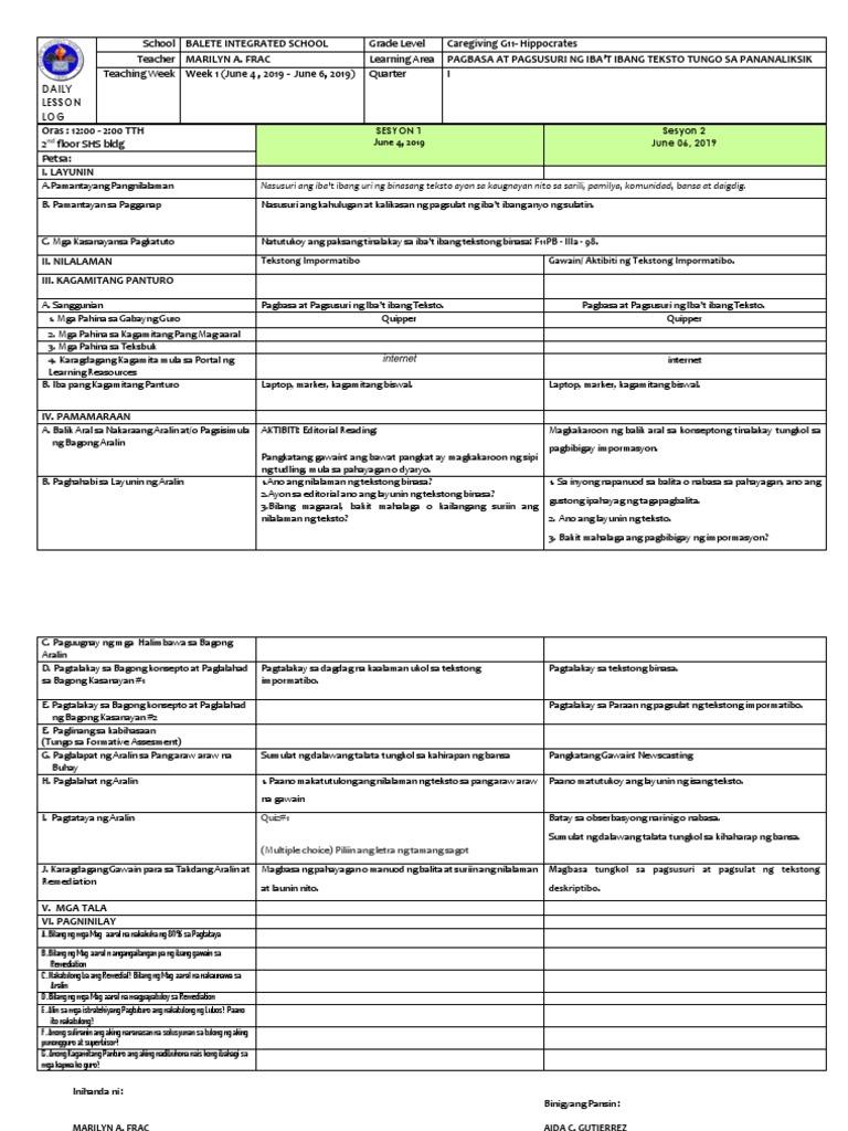 Lesson Plan in Pagbasa | PDF