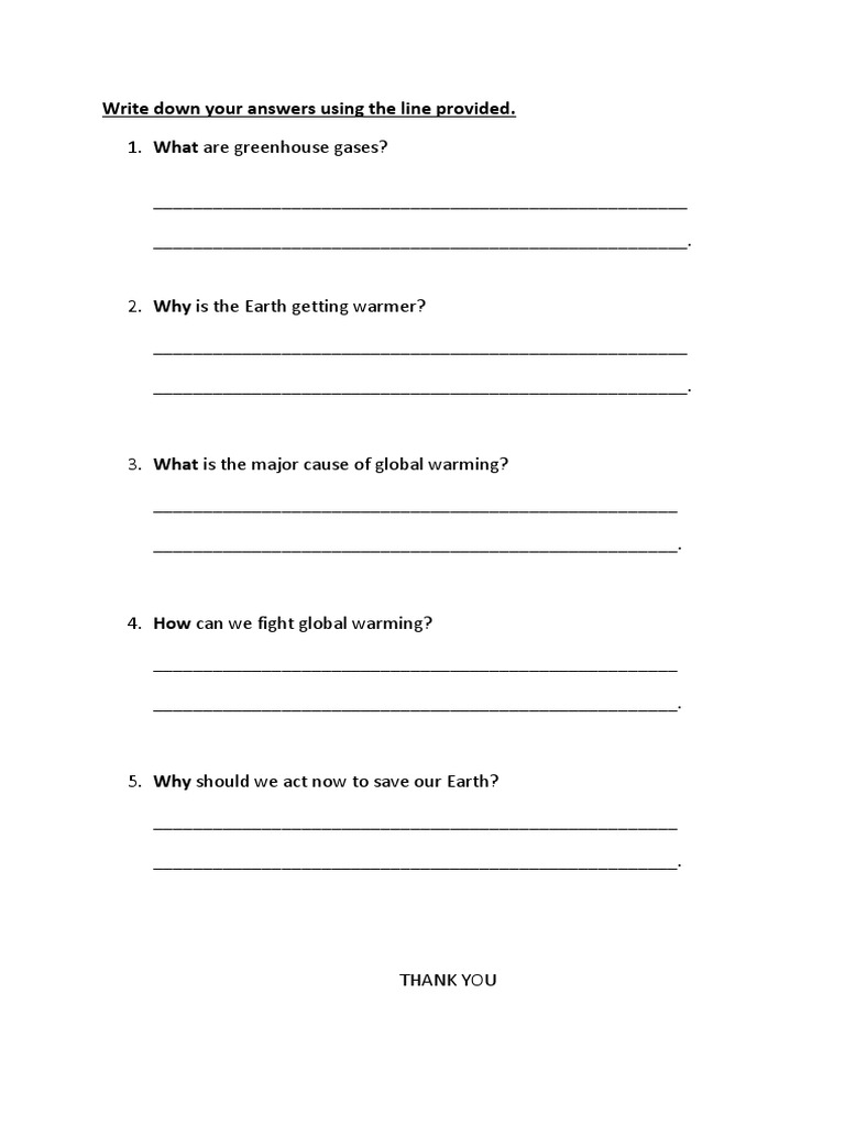 Write Down Your Answers Using The Line Provided | PDF