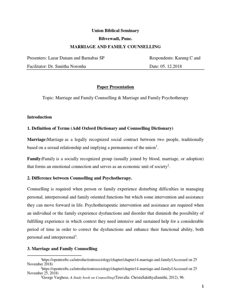 Marriage and Family Counseling Overview | PDF | Family Therapy ...