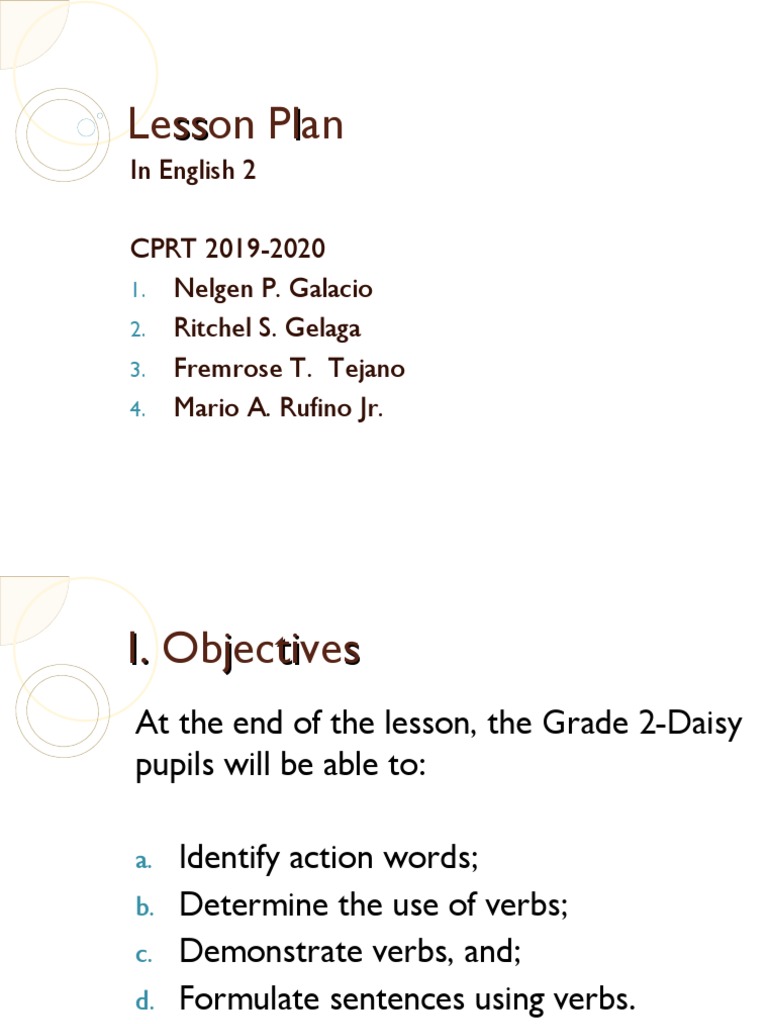 Grade 2 English Lesson: Verbs | PDF | Verb | Grammatical Tense