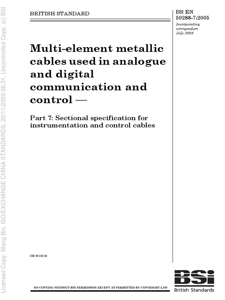 BS en 50288 7 2005 2009 PDF | PDF | Electrical Conductor | Insulator ...